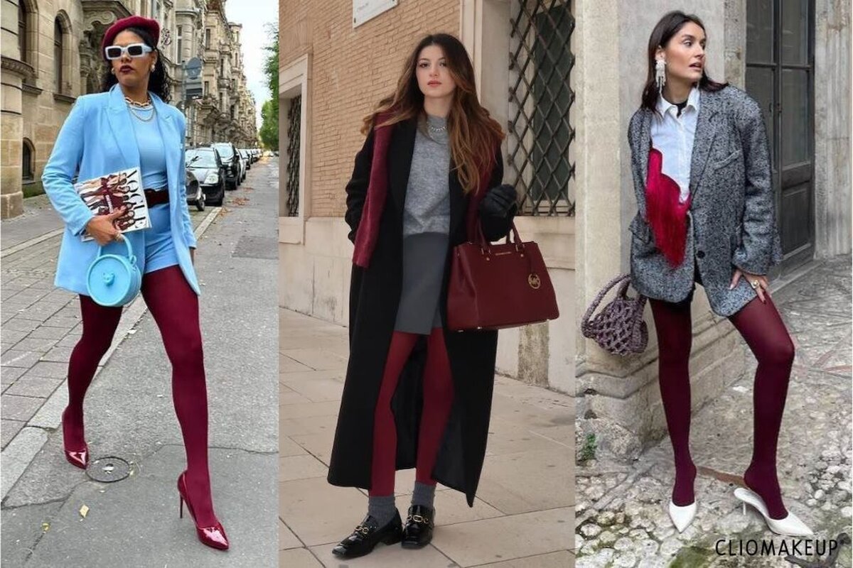 Calze e collant bordeaux: come abbinarle ed essere trendy - ClioMakeUp